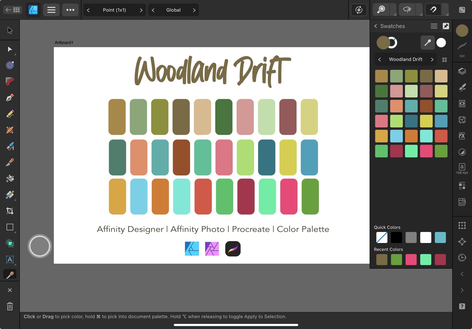 Woodland Drift Color Palette Bundle: 30 Colors for Procreate, Affinity ...