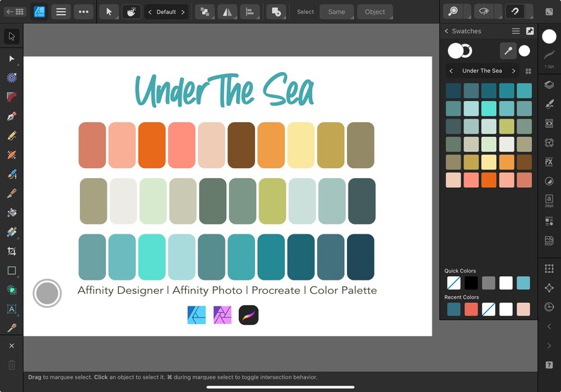 Affinity Designer Color Palette Bundle | Under the Sea | Color Swatches ...