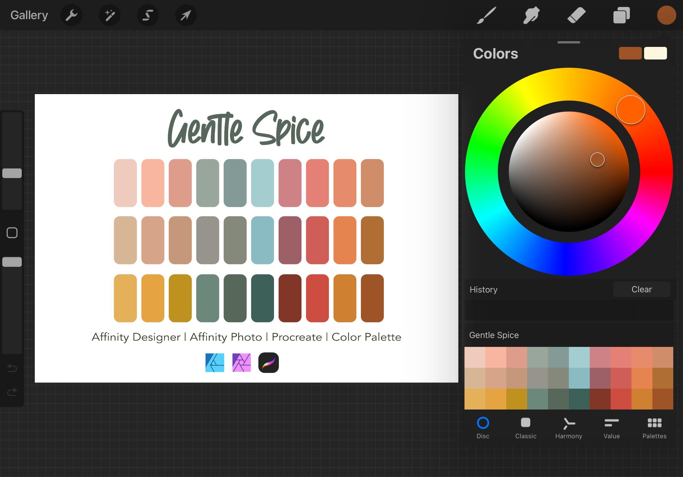 Affinity Designer Color Palette Bundle | Gentle Spice | Color Swatches ...