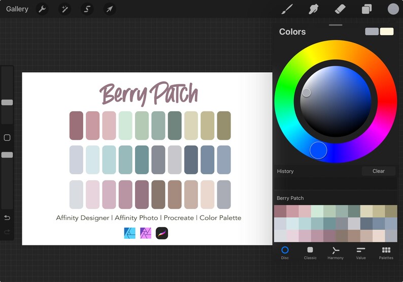 Affinity Designer Color Palette Bundle | Berry Patch | Color Swatches ...