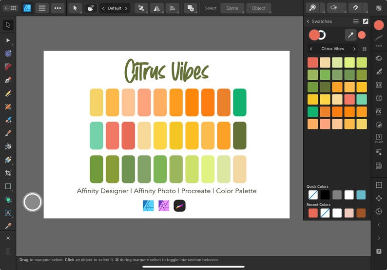 Affinity Designer Color Palette Bundle | Citrus Vibes | Color Swatches ...