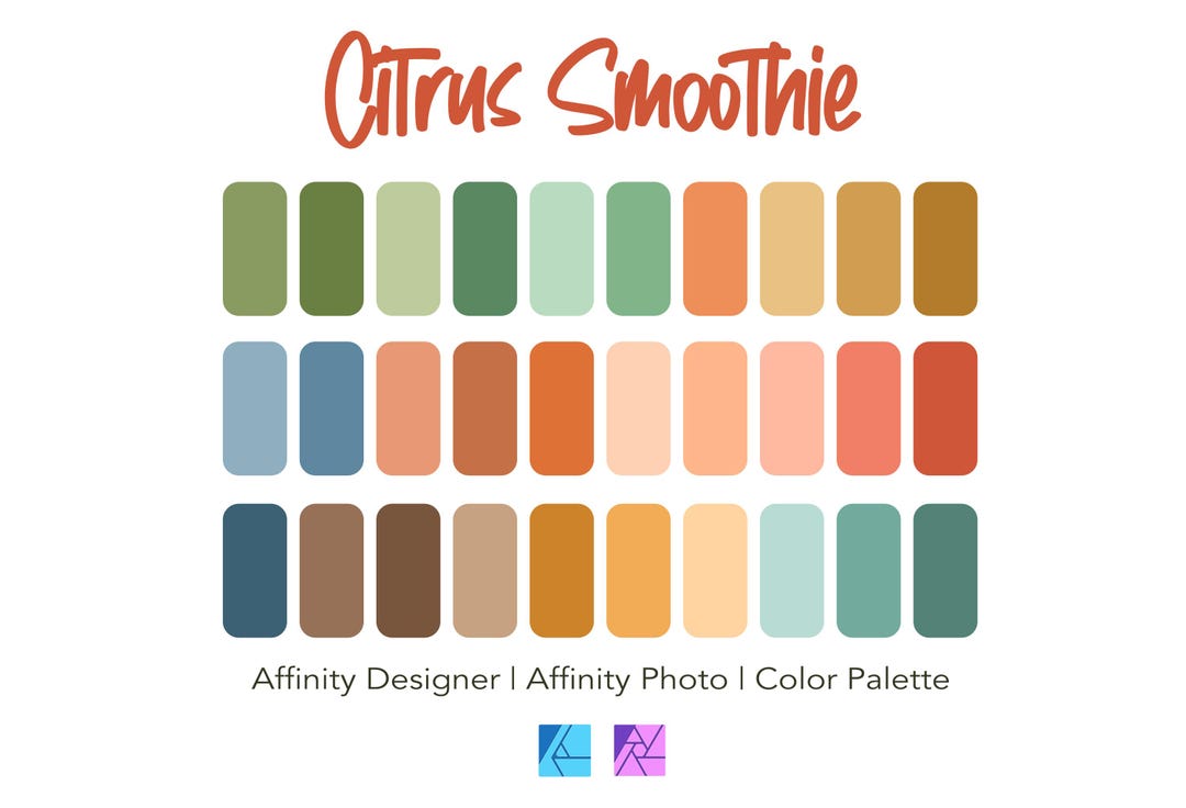 Affinity Designer Color Palette Bundle | Citrus Smoothie | Color ...