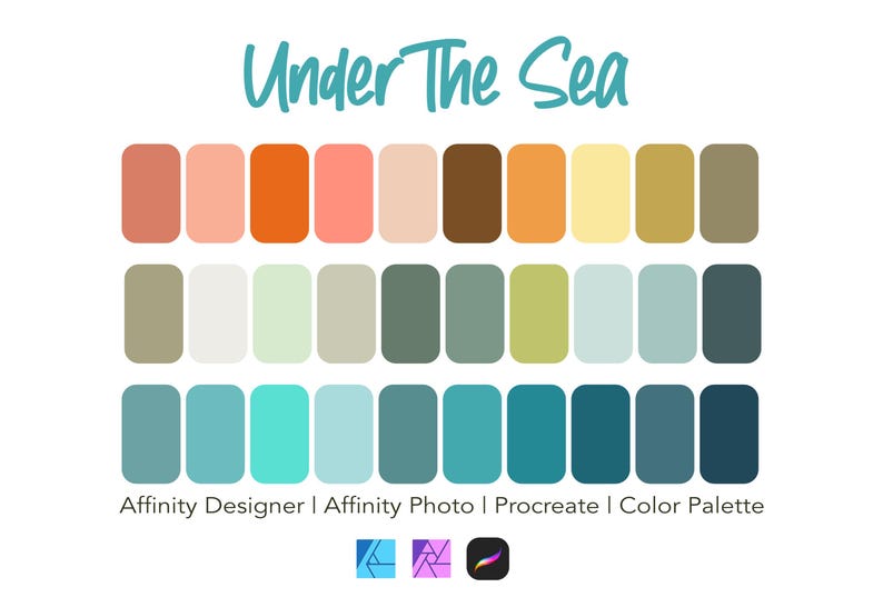 Affinity Designer Color Palette Bundle | Under the Sea | Color Swatches ...