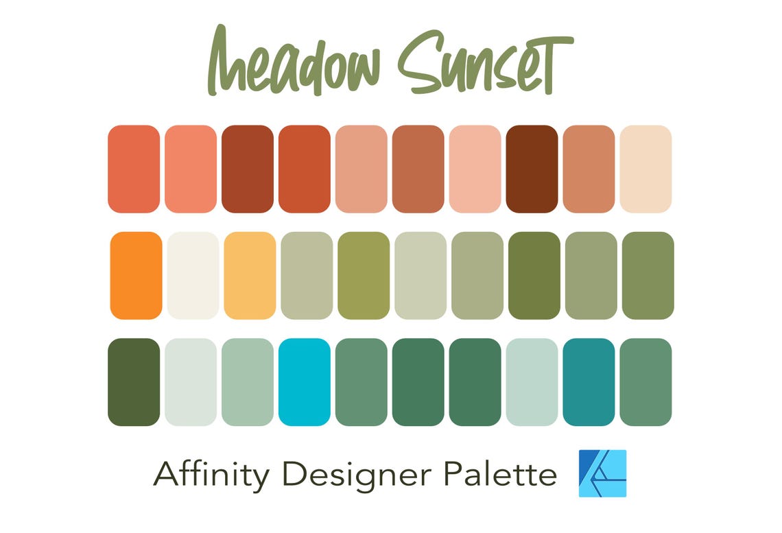 Affinity Designer Color Palette Bundle | Meadow Sunset | Color Swatches ...
