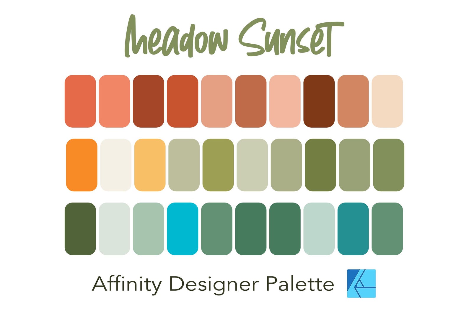 Affinity Designer Color Palette Bundle | Meadow Sunset | Color Swatches ...