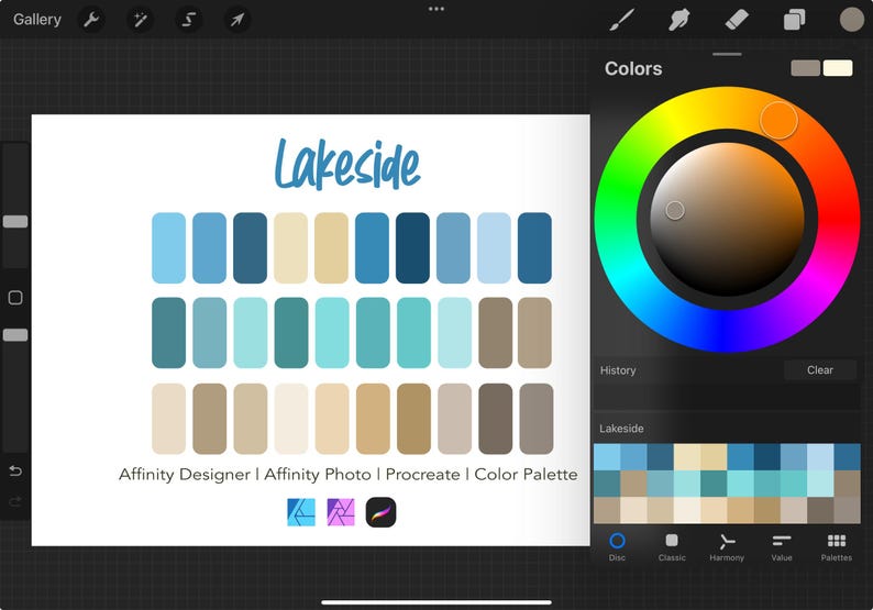 Affinity Designer Color Palette Bundle | Lakeside | Color Swatches ...