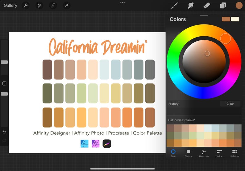Affinity Designer Color Palette Bundle | California Dreamin' | Color ...