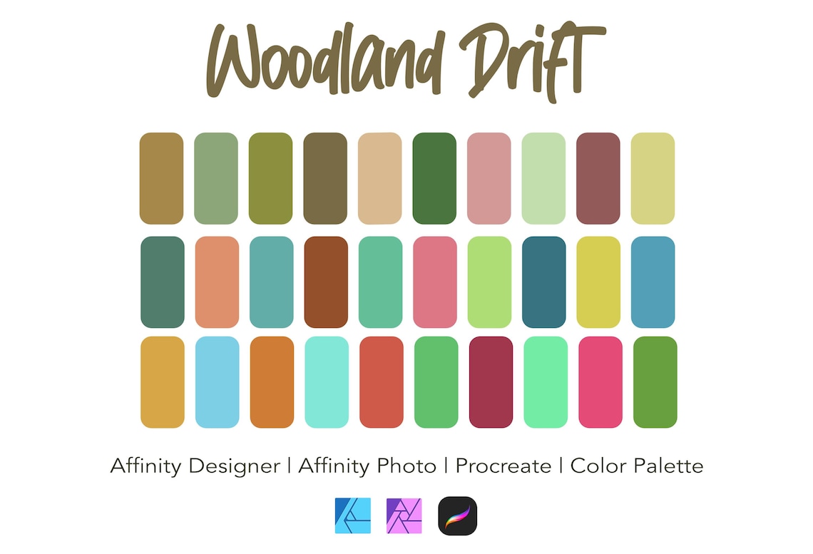 Woodland Drift Color Palette Bundle: 30 Colors for Procreate, Affinity ...