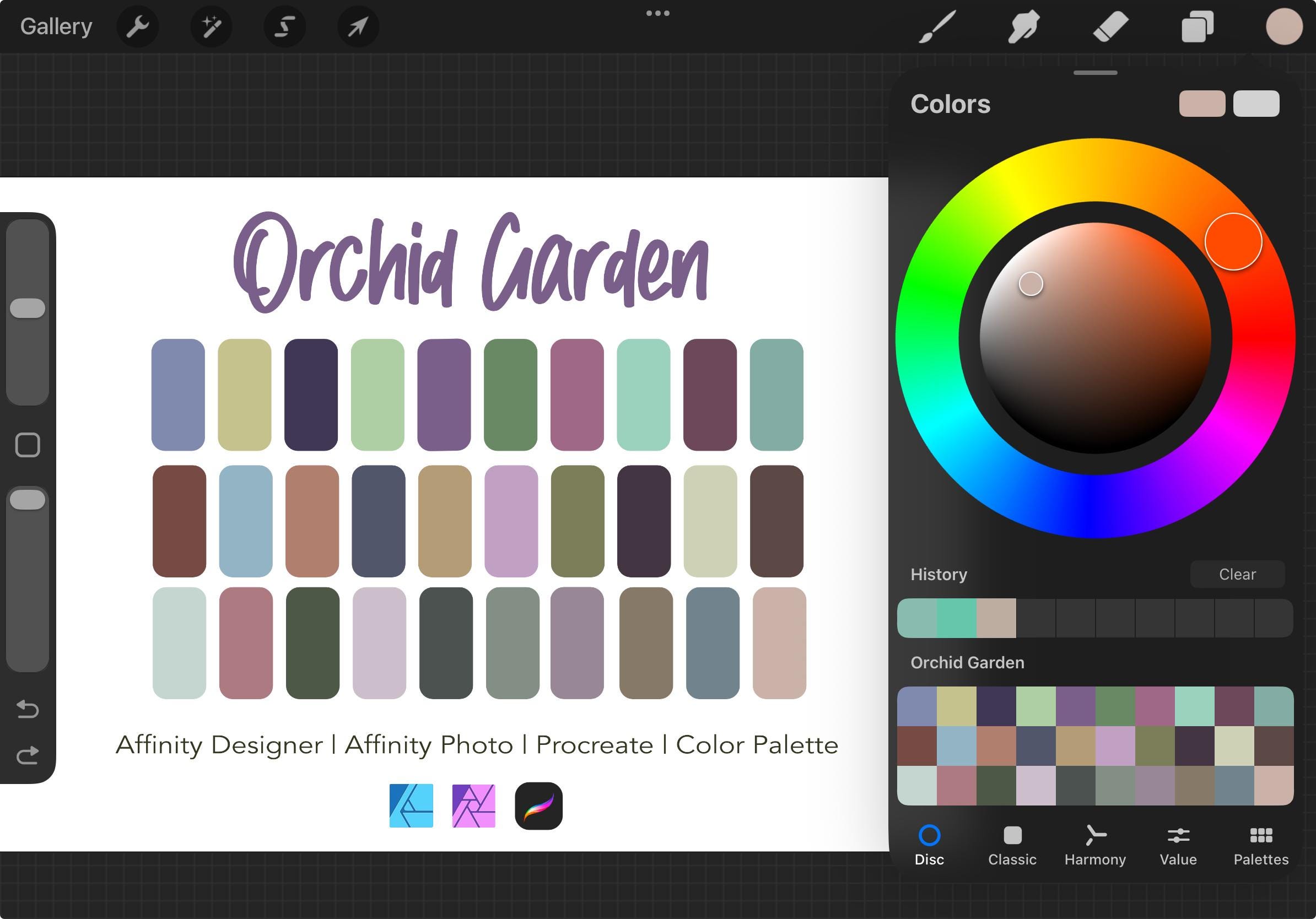 Orchid Garden Color Palette: 30 Swatches for Procreate, Affinity ...