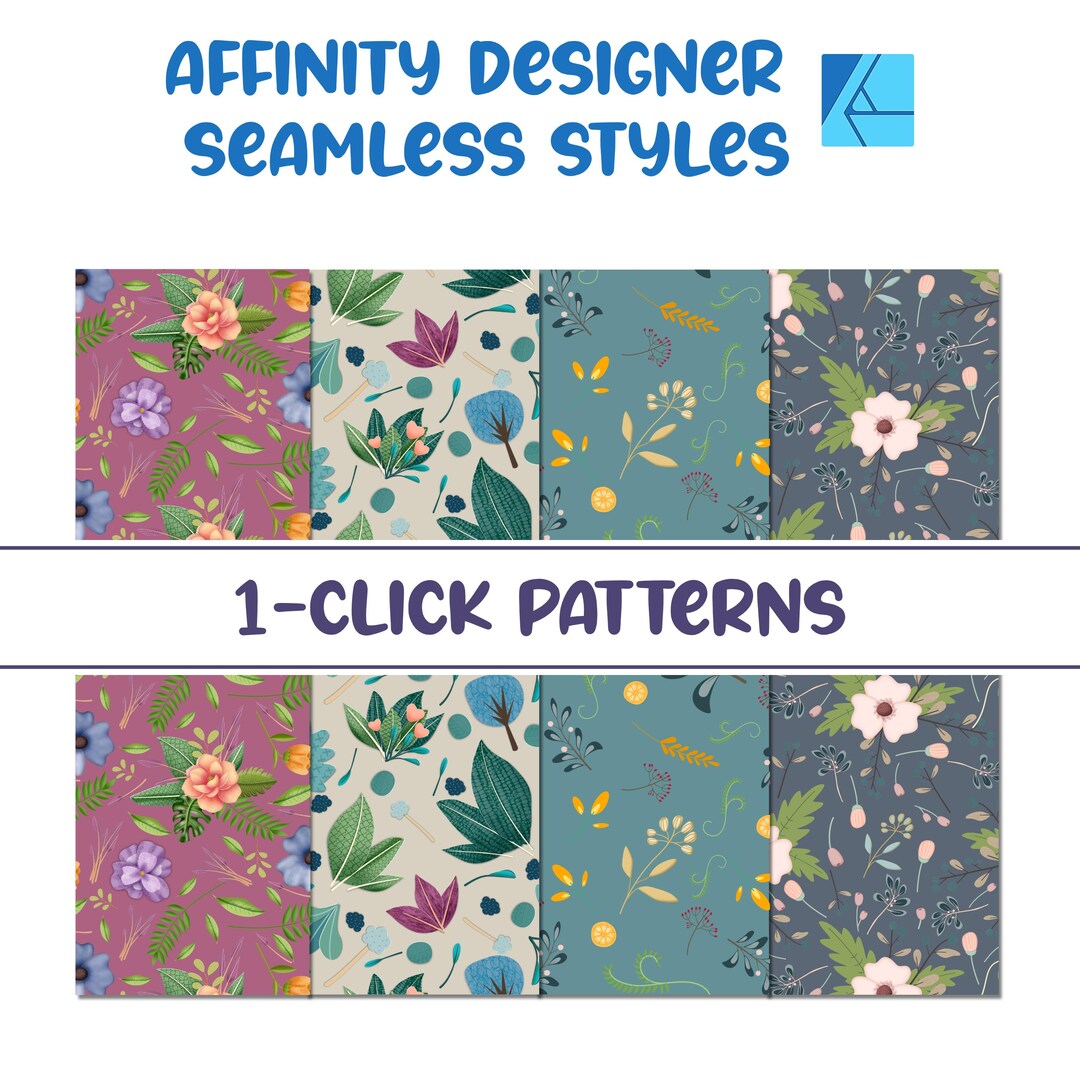 Affinity Designer 1-click Seamless Pattern Set | Floral Vol 3 | 4 ...