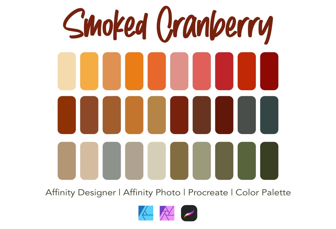 Affinity Designer Color Palette Bundle | Smoked Cranberry| Color ...