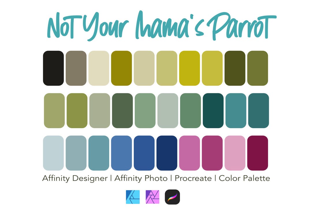 Affinity Designer Color Palette Bundle | Not Your Mama's Parrot | Color ...
