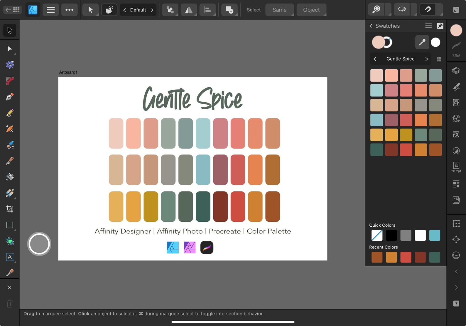 Affinity Designer Color Palette Bundle | Gentle Spice | Color Swatches ...
