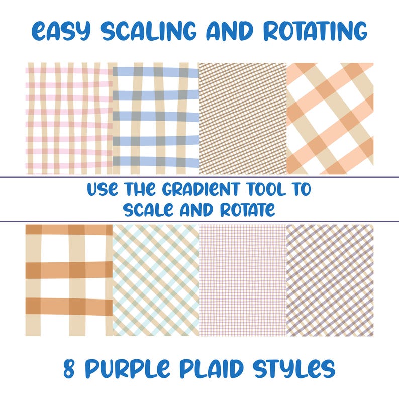 Affinity Designer 1-click Seamless Pattern Set | Wheat Plaids | 8 ...