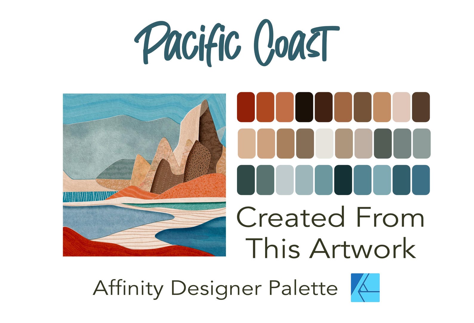 Affinity Designer Color Palette Bundle | Pacific Coast | Color Swatches ...