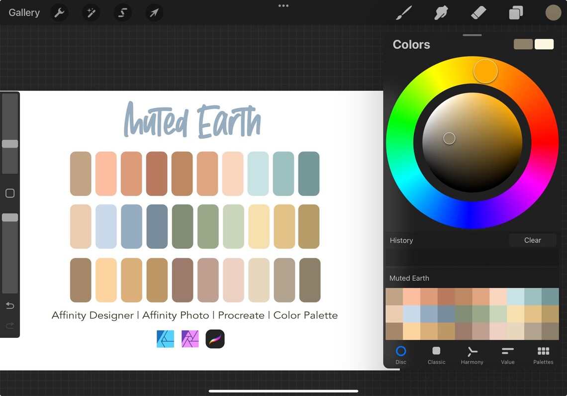 Affinity Designer Color Palette Bundle | Muted Earth | Color Swatches ...