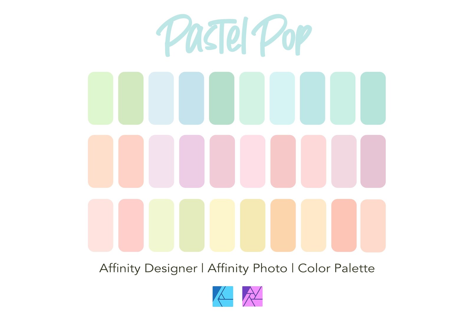 Affinity Designer Color Palette Bundle | Pastel Pop | Color Swatches ...