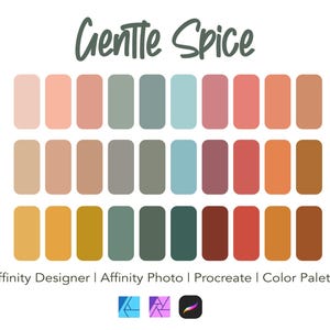 Affinity Designer Color Palette Bundle | Gentle Spice | Color Swatches ...