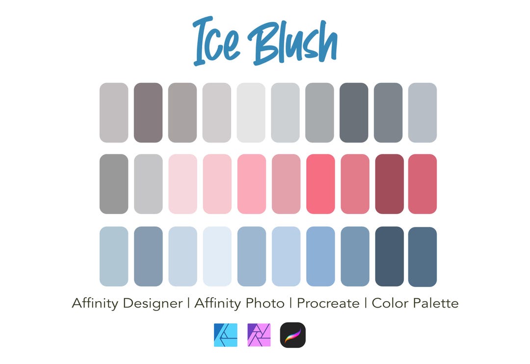 Affinity Designer Color Palette Bundle | Ice Blush | Color Swatches ...