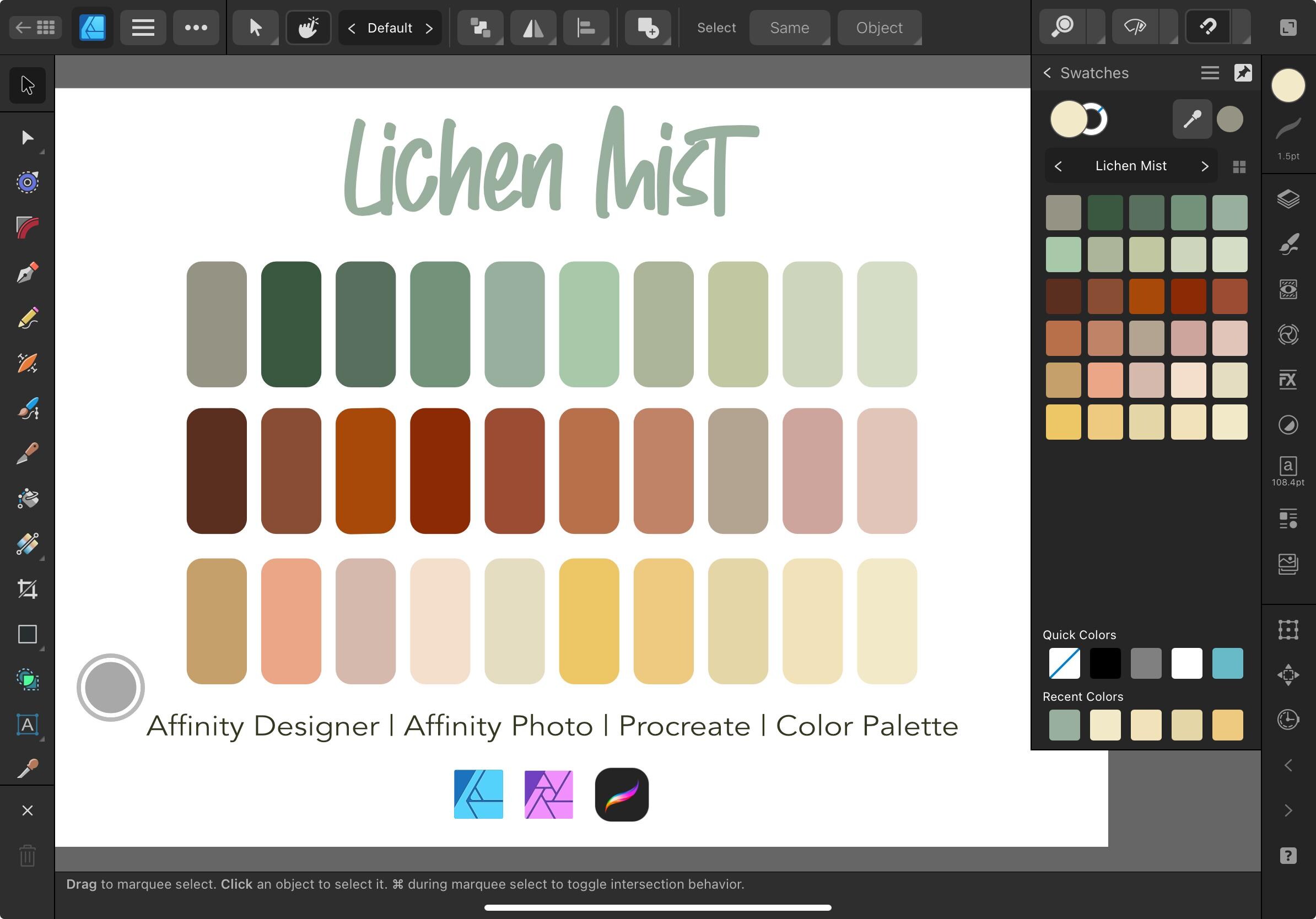 Affinity Designer Color Palette Bundle | Lichen Mist | Color Swatches ...