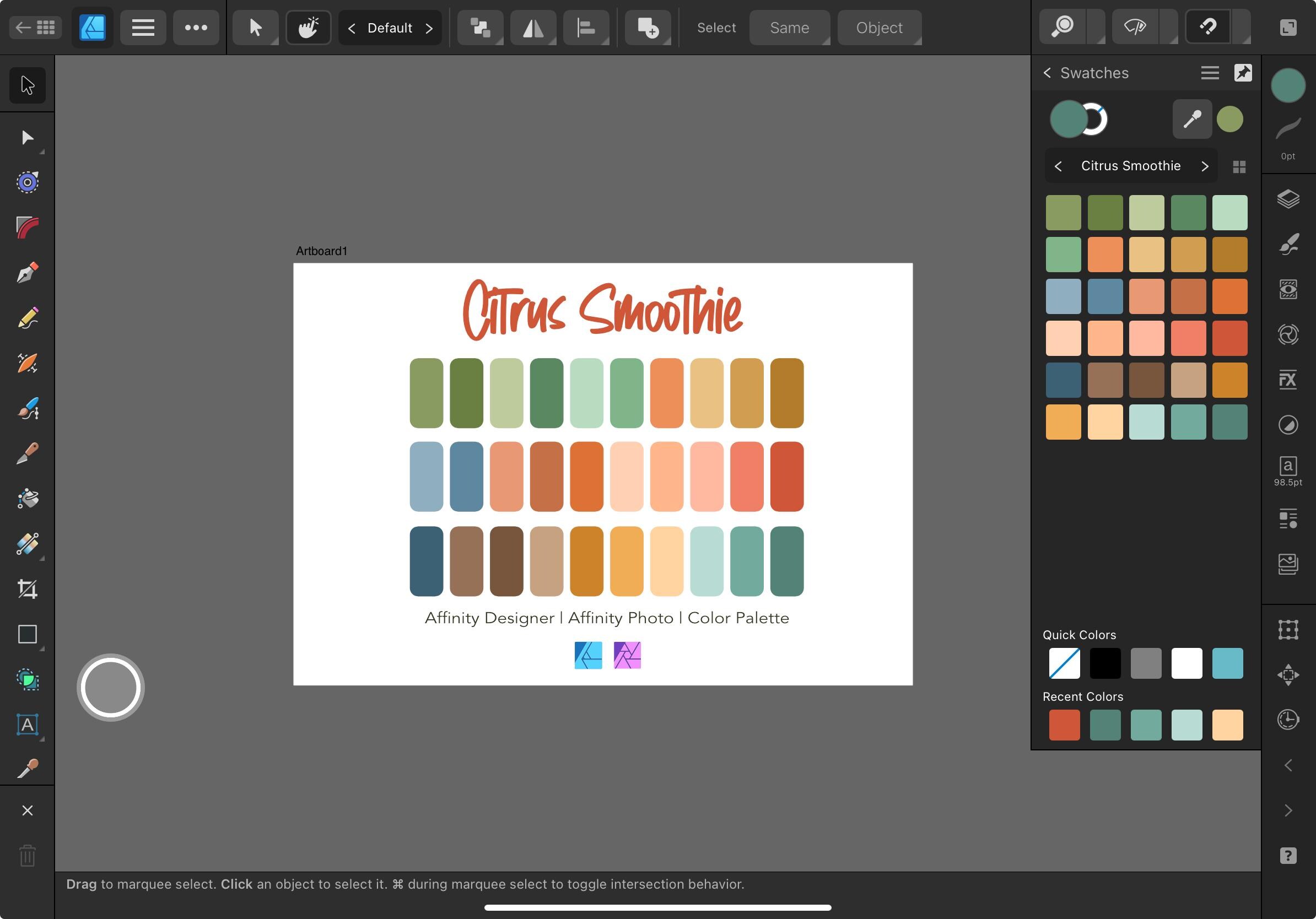 Affinity Designer Color Palette Bundle | Citrus Smoothie | Color ...