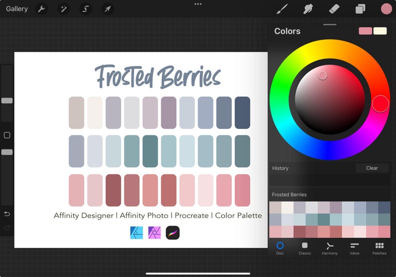 Affinity Designer Color Palette Bundle | Frosted Berries | Color ...