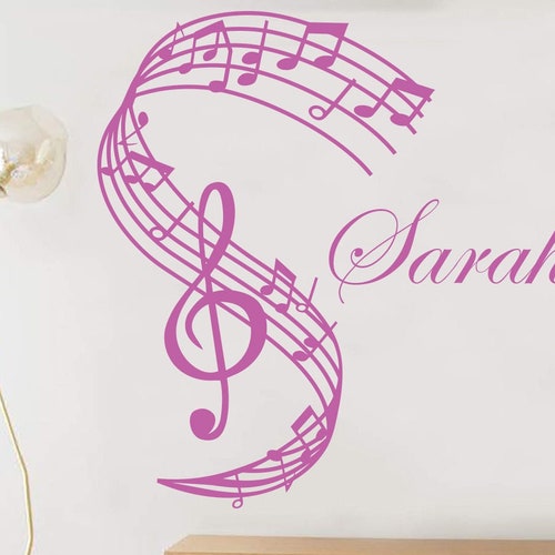 Personalized Name Music Notes Wall Decal Music Wall Sticker - Etsy