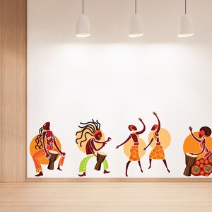 African Tribe Wall Art Vinyl Sticker, African Style Wall Mural Decor ...