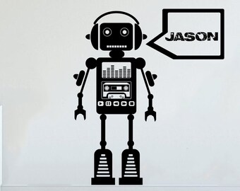 Cute Robot Wall Decal Cartoon Android Vinyl Sticker Machine - Etsy