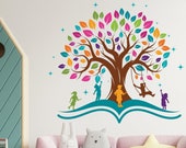 Tree Book Kids Wall Art Decal Library Wall Decal Education - Etsy