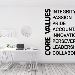 Our Values Core Values Office Wall Art, Motivational Inspiring Wall Art ...