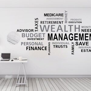 Wealth Management Word Cloud Wall Art Decal Office Decor Work Business ...