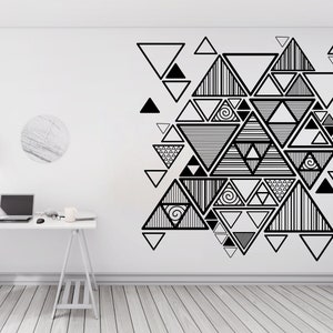 Triangle Abstract Vinyl Wall Art Decals, Office Wall Decor, Triangles ...