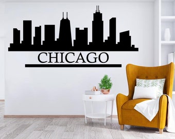 Chicago Illinois Skyline Vinyl Wall Decal or Car Sticker Vinyl Fabric ...