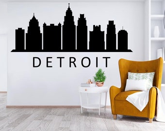 Detroit Michigan Skyline Vinyl Wall Decal or Car Sticker - Etsy