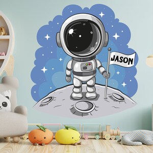 Custom Name Astronaut Wall Decals Space Moon Wall Decal - Etsy
