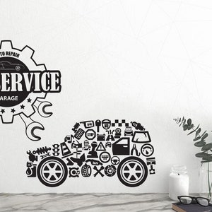 Car Service Stickers Art Garage Wall Decor Mechanical Service Wall ...