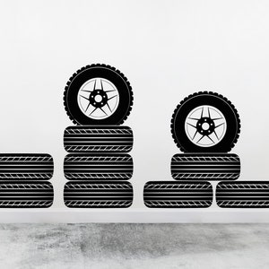 Tires Wall Vinyl Sticker Art Garage Wall Decor Wheels Wall Decal Tyres ...