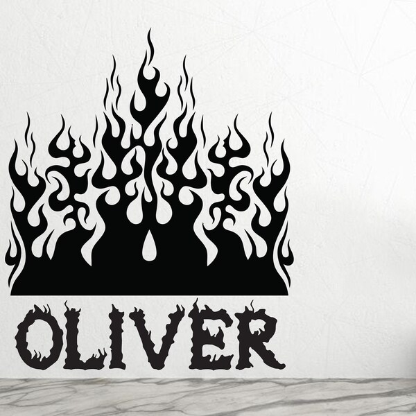 Flame Name Decal - Etsy