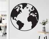 Earth Wall Decalsglobe Planet Wall Decalworld Map Wall - Etsy