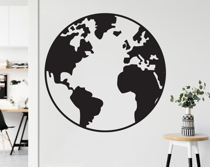 Earth Sticker Globe Wall Decal Planet Earth Room Decor Reusable Fabric ...