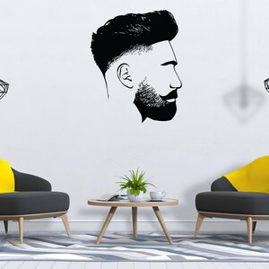 Barber Wall Decal Gentlemens Barber Shop Wall Decor Man Salon Haircut ...