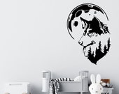 Wolf and Moon Wall Decal Wolves Wall Art Decor Wolf Face - Etsy