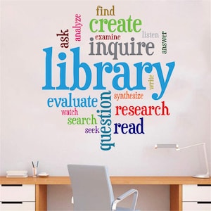 Library Vinyl Wall Art Decals, Library Wall Decal, Education Decals ...