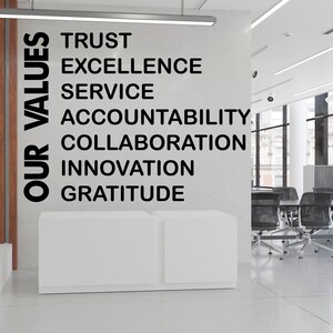 Our Values Core Values Office Wall Art, Motivational Inspiring Wall Art ...