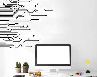 Circuit Board Wall Decal Technology Vinyl Wall Art Decals - Etsy