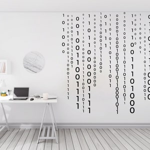 Binary Code Wall Decal, Technology Vinyl Wall Art Decals, Gamer Room ...