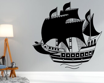 Nautical Ship Wall Decal Boat Decor Sailboat Art Vinyl Ship - Etsy