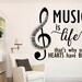 Music Wall Decal, Music Wall Sticker, Music Quotes Decals, Piano Wall ...
