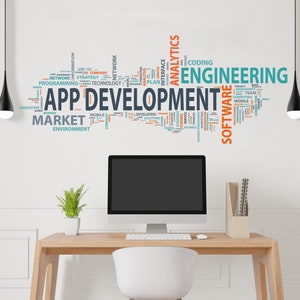 App Development Cyber Vinyl Wall Art Decals, Technology Wall Decal ...